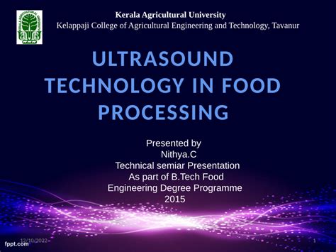 Pdf Ultrasound Technology In Food Processing