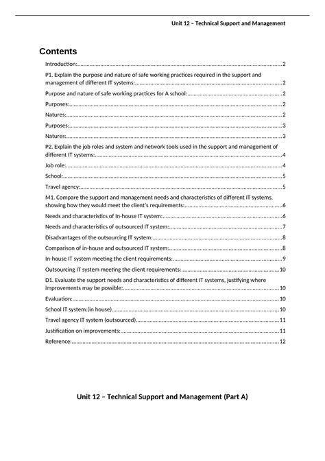 Unit 12 It Technical Support And Management Assignment 1 Learning