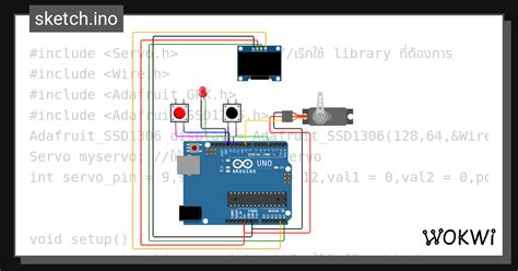 2sw LED Board Ssd1306 Servo Wokwi ESP32 STM32 Arduino Simulator