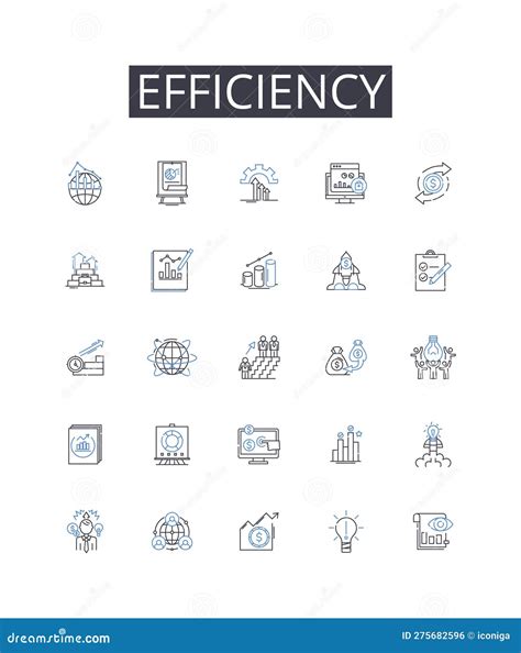 Efficiency Line Icons Collection Speediness Productiveness