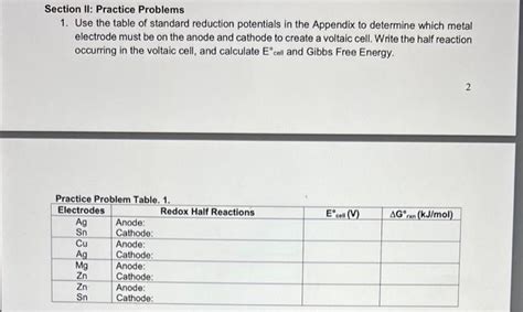 solved section ii practice problems 1 use the table of