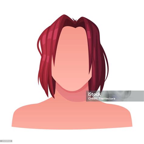 남자 헤어스타일 와 길다 스트레이트 갈색 머리 유형 와 머리와 목 초상화 벡터 일러스트 갈색에 대한 스톡 벡터 아트 및 기타