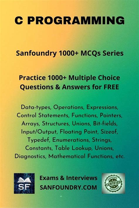 ⭐⭐ Learn C Programming Sanfoundry ⭐⭐ Practice Our 1000 Multiple Choice Questions On C Progr