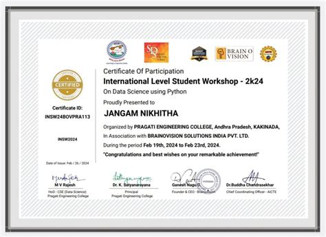 nikhitha jangam on linkedin datascience python workshopsuccess