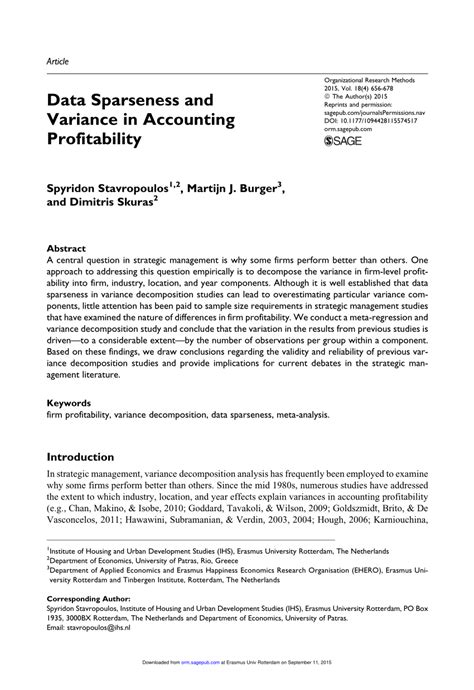 Pdf Data Sparseness And Variance In Accounting Profitability