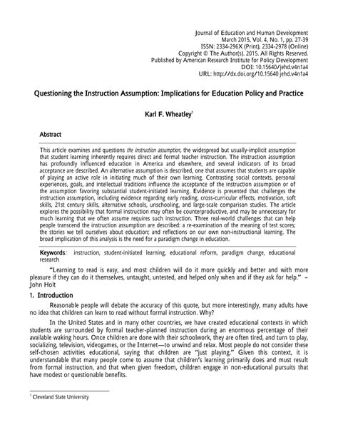 Pdf Questioning The Instruction Assumption Implications For