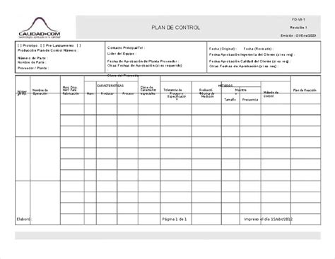 Pdf Plan De Control Prototipo Pre Lanzamiento Produccion Plan De
