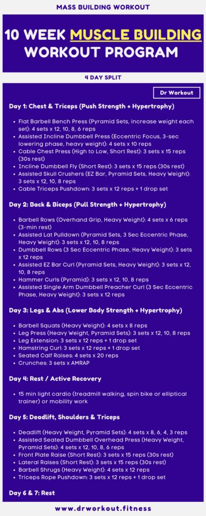 10 Week Muscle Building Workout Program For Maximum Mass With Pdf Dr Workout