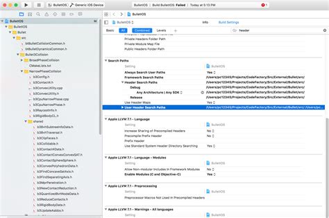 ios xcode 7 can t find header files from search paths stack overflow