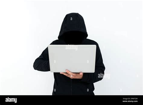 Man Standing With Laptop Presenting Cyber Security Stock Photo Alamy