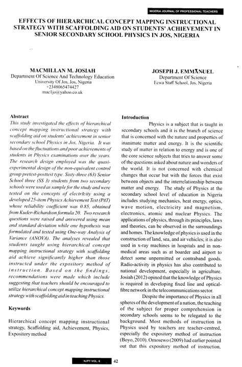 Pdf Effects Of Hierarchical Concept Mapping Instructional Strategy