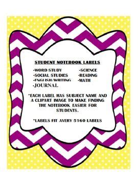 Babe Subject Notebook Labels Notebook Labels Writing Words Word Study