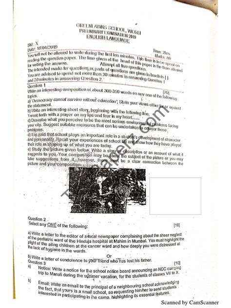 greenlawns school preboard english language pdf