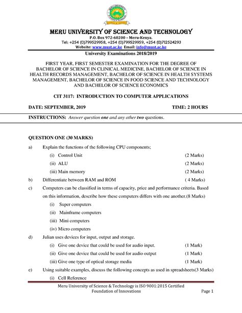 Cit 3117 Introduction To Computers And Applicationsdocx Meru