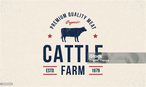 가축 농장 로고 소 농장 트렌디 한 로고 엠블럼 소 실루엣 포스터 빈티지 타이포그래피 식료품 점 식품 시장 레스토랑 및 도살 벡터 일러스트레이션을위한 그래픽 엠블럼 템플릿