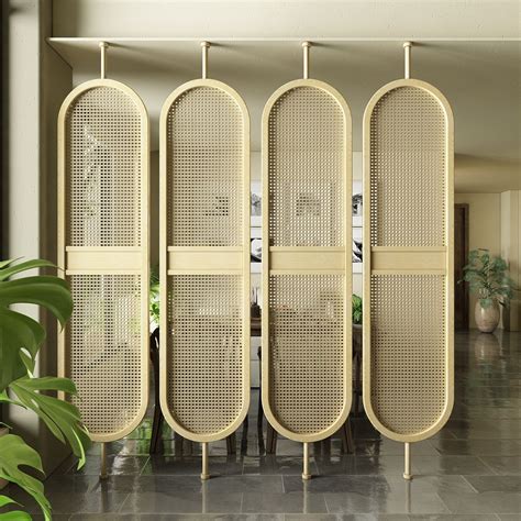 Classicist Light Brown Hanging Room Divider Screen For Indoor And Outdoor Use Translucent Cane 1