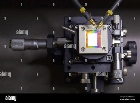 Checking Turn On Small Oled Display On A Probe Station Stock Photo Alamy