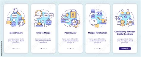 Managing Business Merger Onboarding Mobile App Screen Meet Owners Walkthrough 5 Steps Editable