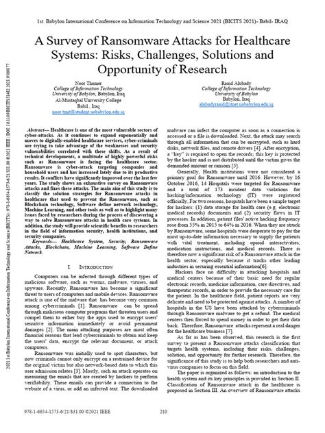 Ransomware In Healthcare Risks And Solutions Pdf Ransomware Malware