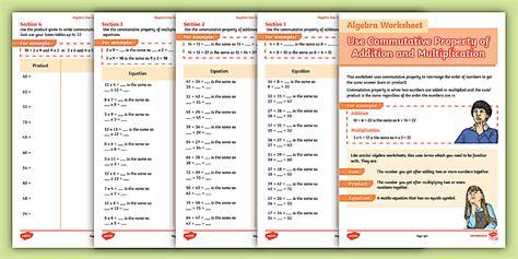 use commutative property of addition and multiplication algebra level 3