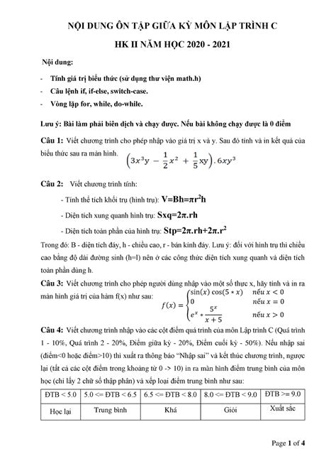 On Tap Gk Hk 2 2021 New Ôn Tập Thi Code Giữa Kì NÞi Dung Ôn TẬp