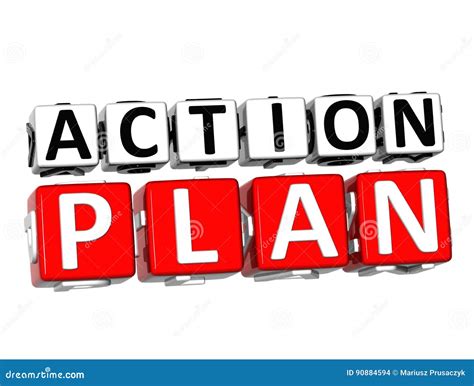 3d action plan button click here block text stock illustration