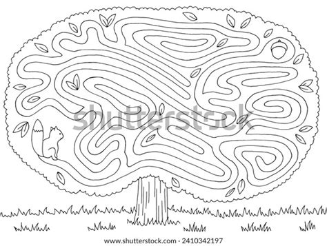 Tree Maze Graphic Black White Sketch Stock Vector Royalty Free