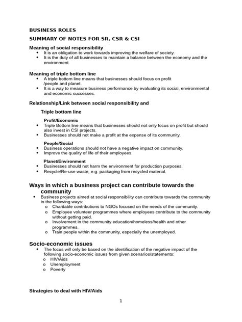 Summary Notes On Sr Csr And Csi 2024 Pdf
