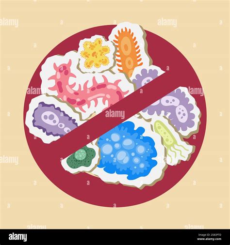 Bacteria With A Prohibition Sign Germs And Viruses Bacterial Protection And Disinfection