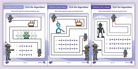 Robotics And Coding Coding Worksheet Pick The Algorithm