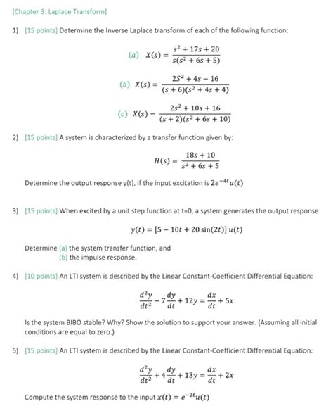 Solved Determine The Inverse Laplace Transform Of Each Of