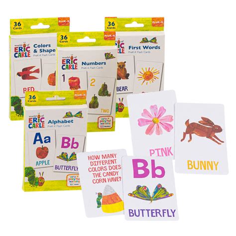 Wholesale Eric Carle Educational Flash Cards 36 Cards Ages Prek K 4 Assorted Topics