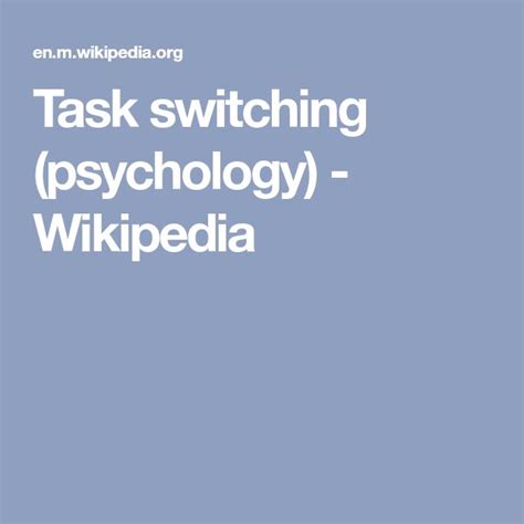 Task Switching Psychology Wikipedia