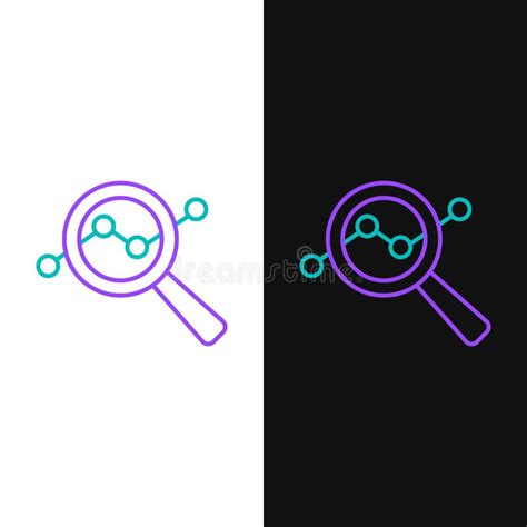 Line Magnifying Glass And Data Analysis Icon Isolated On White And