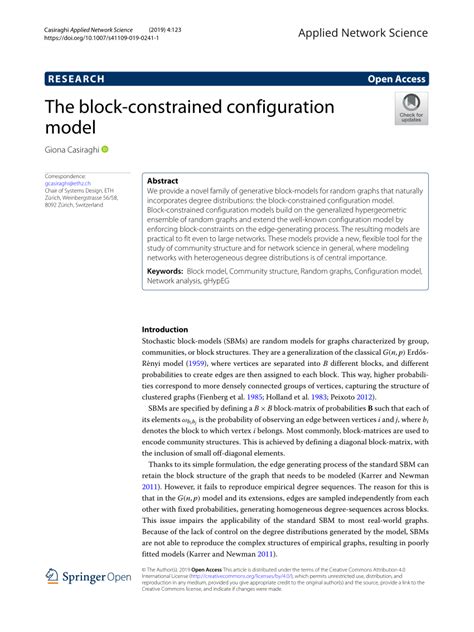 Pdf The Block Constrained Configuration Model