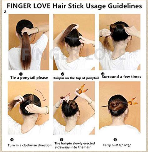Finger Love Handmade Carved Wooden Hairpin Vintage Chopsticks Chinese