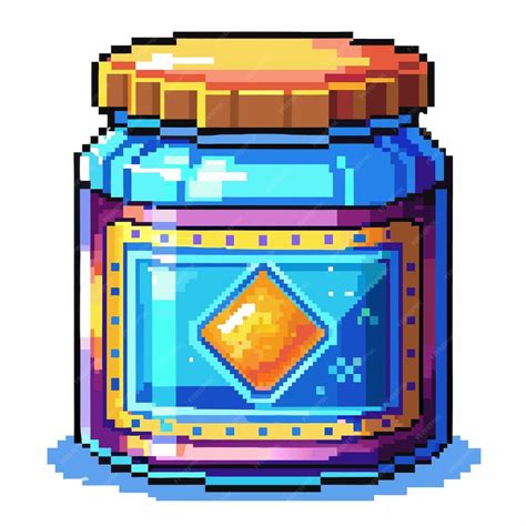 Retro Pixel Art Jam Jar With Geometric Design And Vibrant Colors