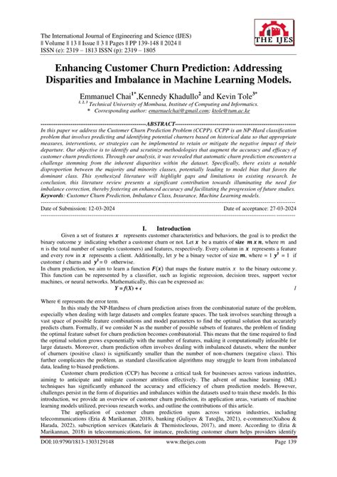 Pdf Enhancing Customer Churn Prediction Addressing Disparities And Imbalance In Machine
