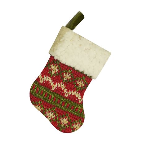 Stocking Mini 6 Redgreenwhite Knitted Wsherpa Cuff Christmas Forever