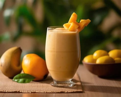 Premium Ai Image Smoothie Sapota Lassi Milkshake With Sapota Fruit In