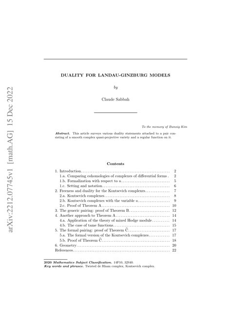 Pdf Duality For Landau Ginzburg Models