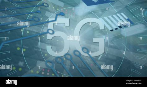 Image Of 5g Text Scopes Scanning And Data Processing Over Server Stock