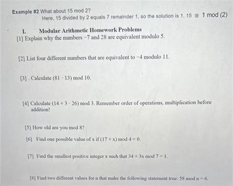 Solved Xample 2 What About 15mod2 Here 15 Divided By 2