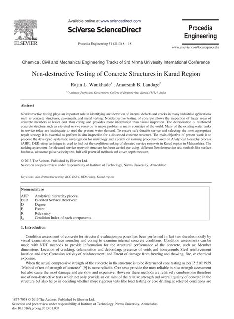PDF Non Destructive Testing Of Concrete Structures In Karad Region