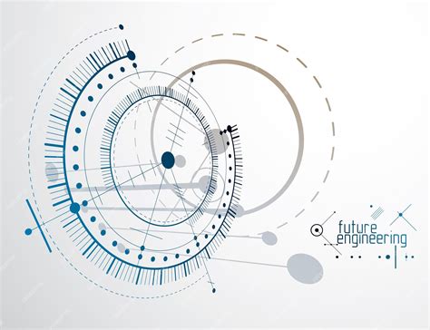 기계 구성표 원 및 메커니즘의 기하학적 부분이 있는 벡터 엔지니어링 도면 기술 계획은 웹 디자인 및 배경 화면 또는 배경으로 사용할 수 있습니다 프리미엄 벡터