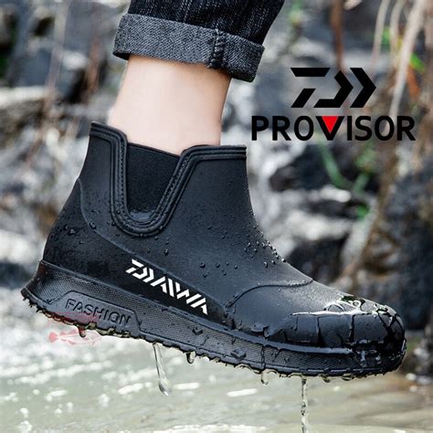 Daiwa 남성용 야외 낚시 신발 미끄럼 방지 하이킹 신발 낚시 레인 부츠 정원 작업 신발 방수 플러스 벨벳 낚시 신발