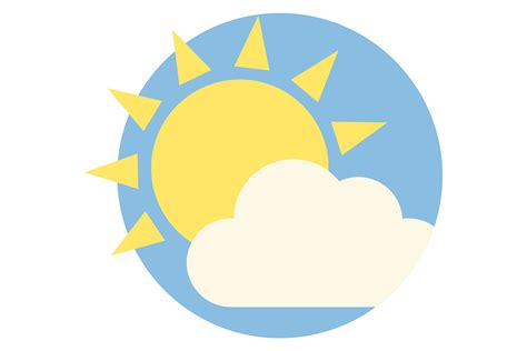 Sun Cloud Icon Weather Sky Round Symbol Graphic By Microvectorone · Creative Fabrica