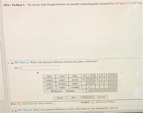 Solved 50 Problem 1 The Electric Field Strength Between