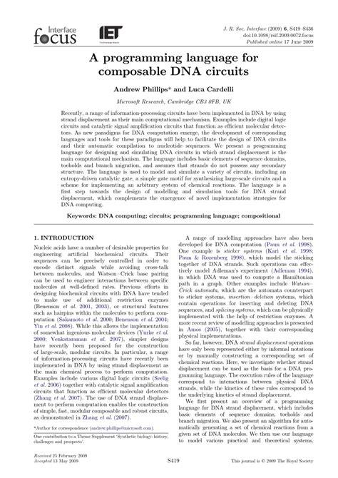 Pdf A Programming Language For Composable Dna Circuits