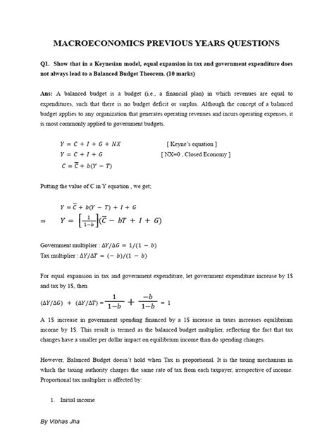 Macro Pyqs Pdf Quantity Theory Of Money Economics